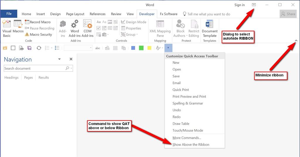 Customizing The Quick Access Toolbar In Microsoft Word Add Commands To