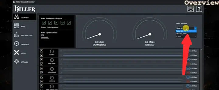 Killer Control Center 20 Killer Networking