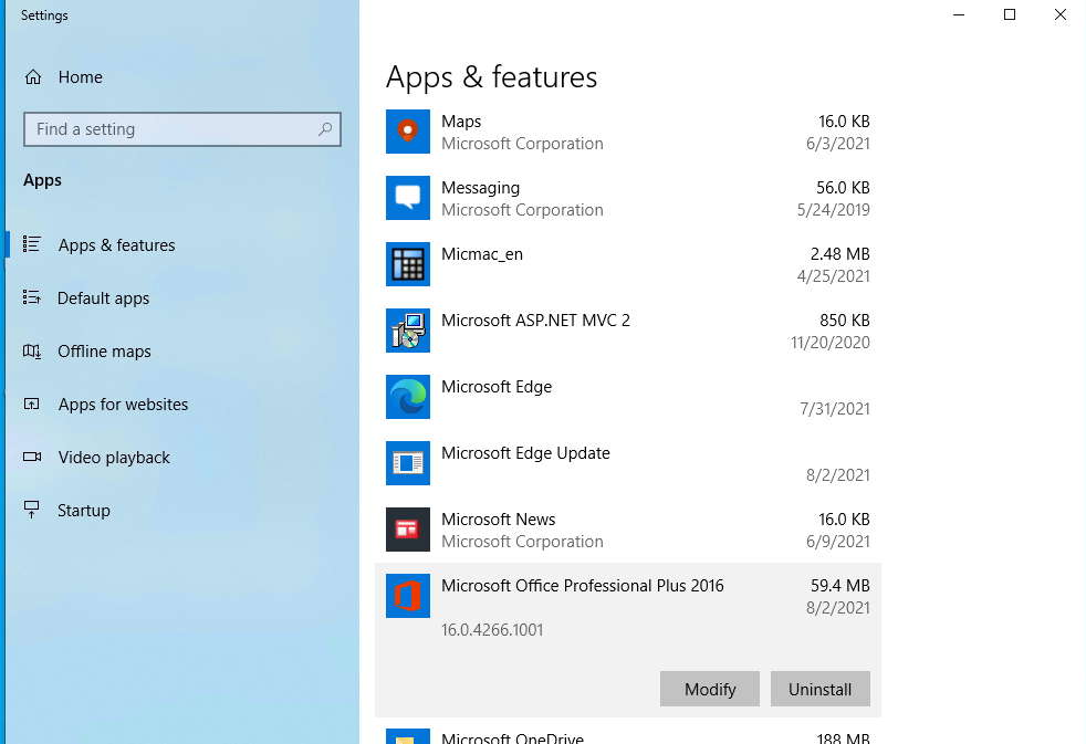 Desinstalar Office 365