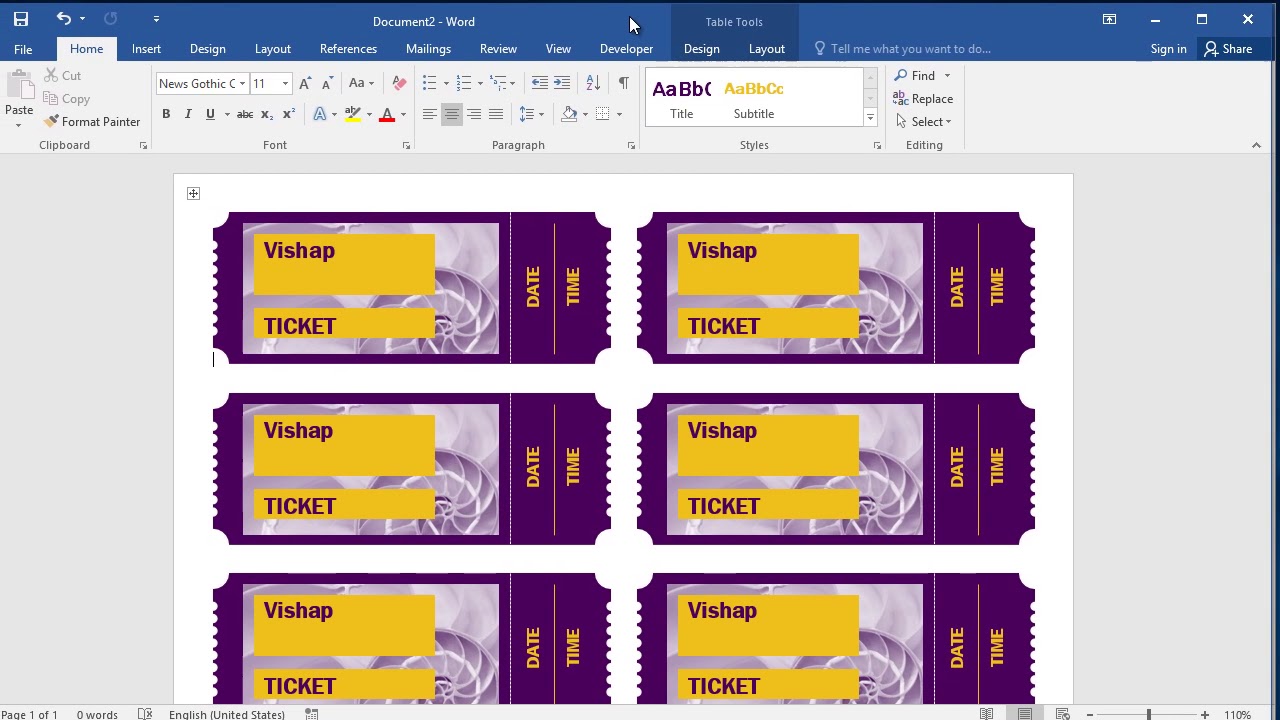 Microsoft Office Ticket Templates SpecPrint Reprographics